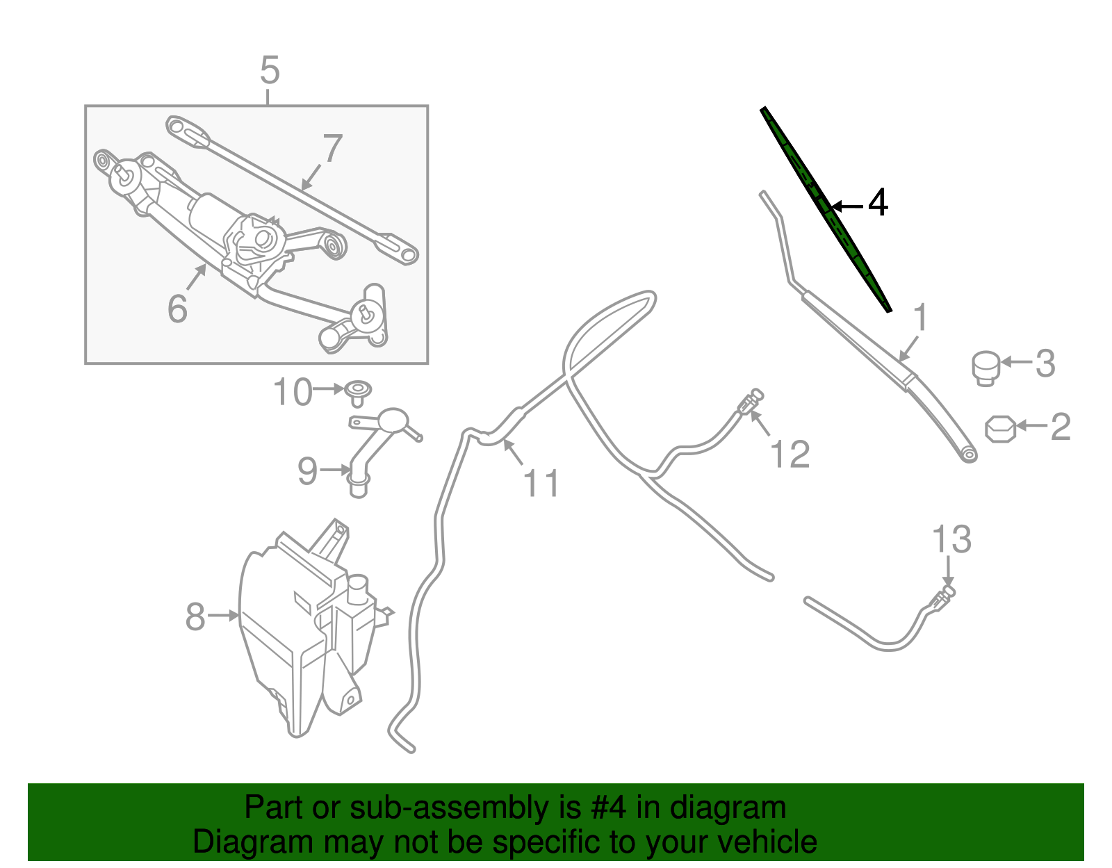 2013-2019 Nissan Sentra Wiper Blade 28890-3SG1B | Nissan Parts Central