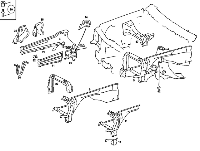 201-620-03-28 - Bracing 1955-1993 Mercedes-Benz | Mercedes-Benz USA Parts