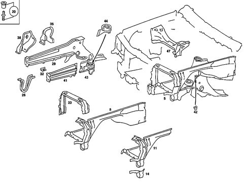 Wheelhouse, Front Subframe for 1987 Mercedes-Benz 190E | Mercedes-Benz ...