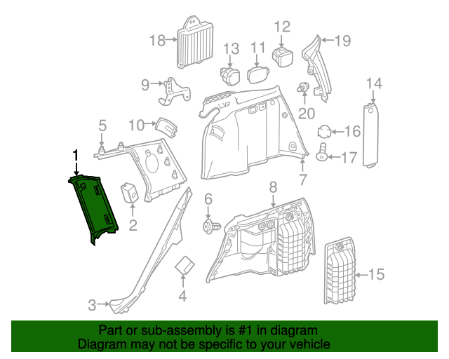 253-690-58-03-9F93 - Upper Pillar Trim 2016-2020 Mercedes-Benz ...
