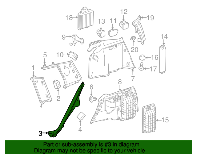 253-690-36-01-8R73 - Lower Pillar Trim 2016-2022 Mercedes-Benz ...