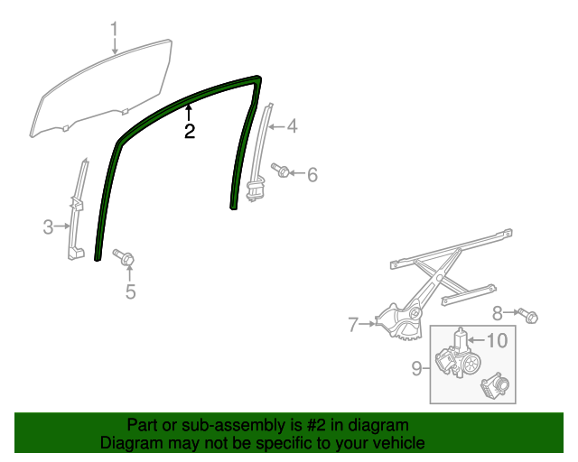 68151-0C030 - Glass Run - 2007-2022 Toyota | OEM Genuine Toyota Parts