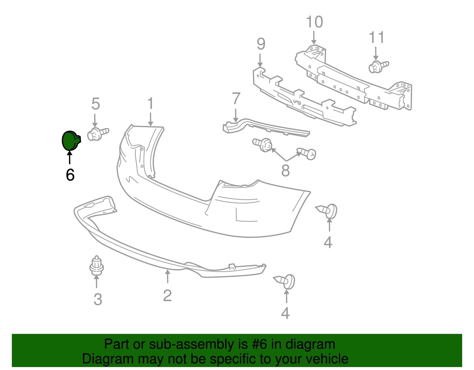 71503-S6A-900YV - 2010-2012 Honda - Cap Rear Bumper *G532M* (Opal Sage ...