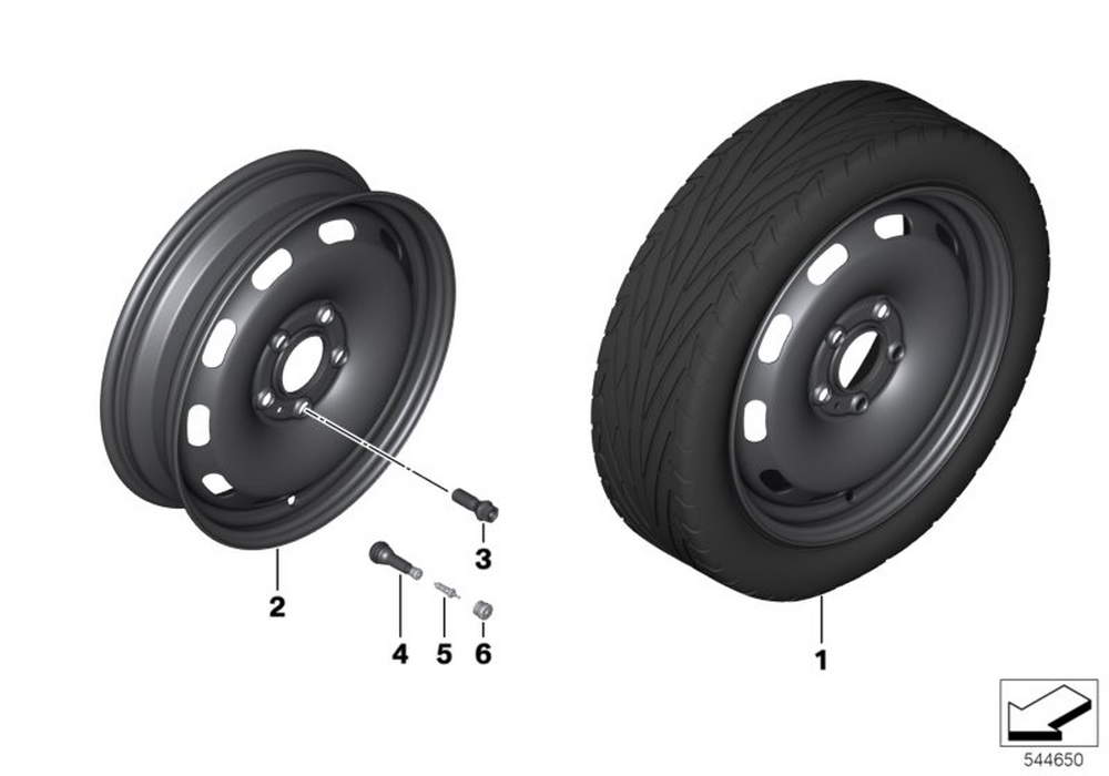 2015-2025 Mini Compact Spare Wheel, Steel, Black 36115A062D8 | Retail ...