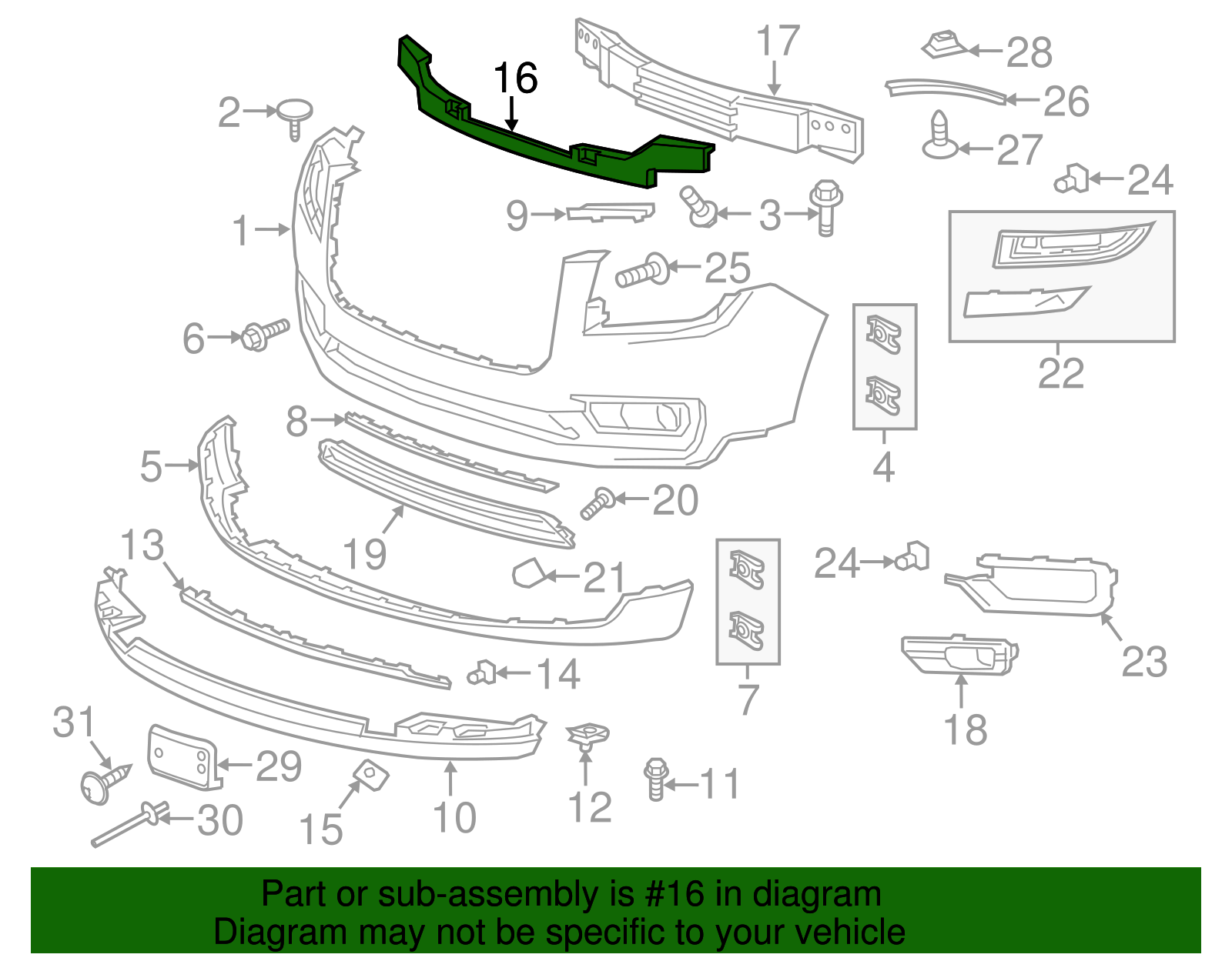 22814525 - Front Bumper Energy Absorber 2013-2017 GMC | Gateway Buick ...