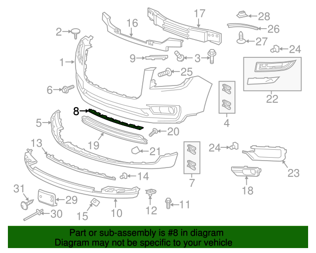 2013-2017 GMC Molding-Frt Bpr Fascia Galvano Silver 20982402 | GM Parts ...