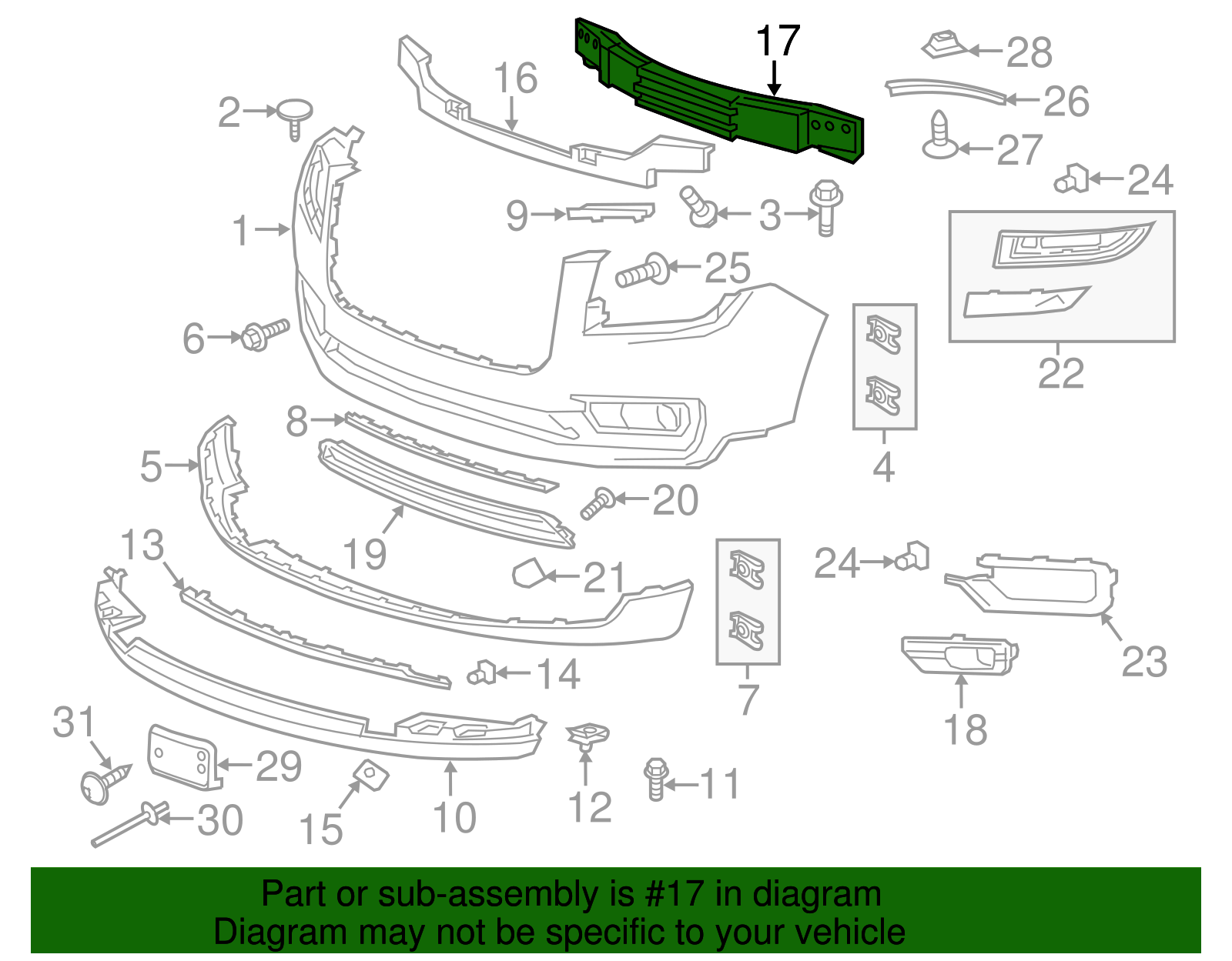 2007-2017 GMC Front Bumper Impact Bar 22806758 | QuirkParts