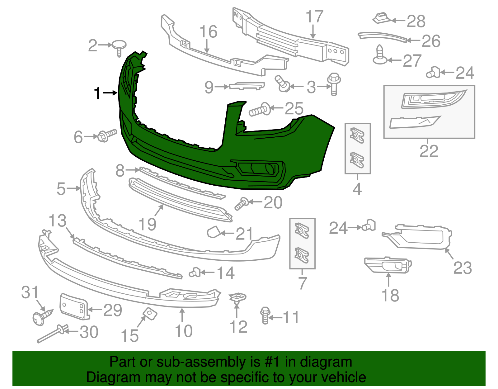 2013-2017 GMC Front Upper Bumper Cover 23350830 GM | GMPartsDirect.com