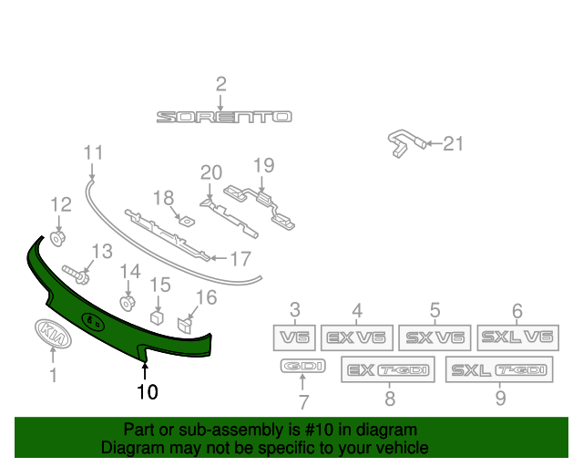 2016-2020 Kia Sorento OEM NEW 16-20 Kia Sorento Sport Utility Garnish ...
