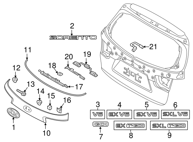 2016-2020 Kia Sorento OEM NEW 2016-20 Kia Sorento Wagon Bolt-Insert ...