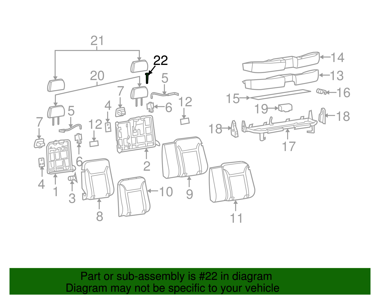 89041344 - High-Quality Medium Dark Pewter Rear Seat Head Restraint ...