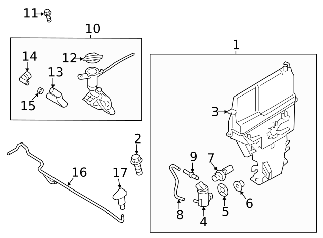 98510-3T500 - Windshield Washer Pump 2017-2023 Hyundai ...