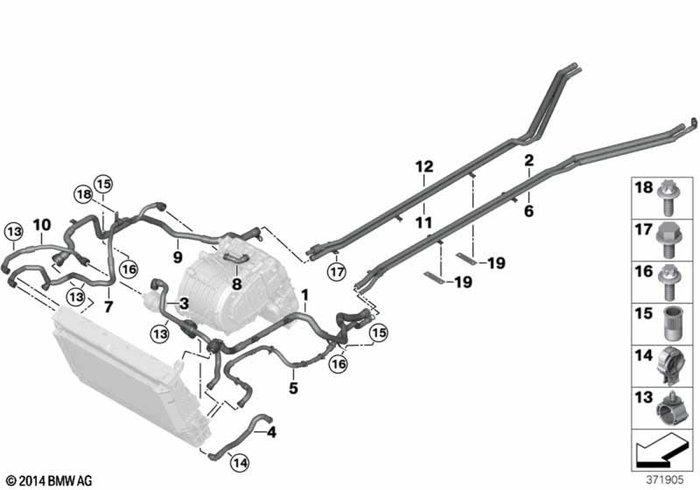 2013-2020 BMW i8 Line, Charge Air Cooler-Coolant Pump 17127640848 ...