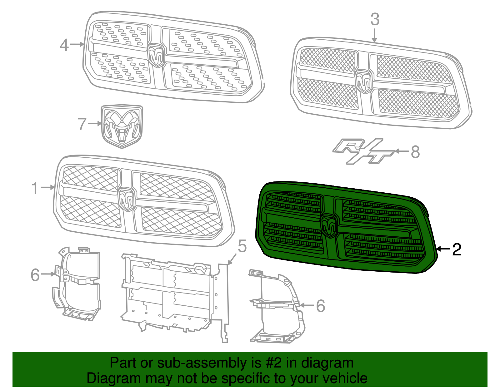 2013-2024 Ram Grille 68094301AC | Mopar Parts Canada