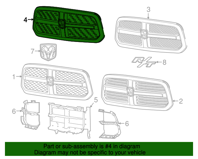 2013-2021 Ram Grille 68093930AC | Mopar Parts Canada