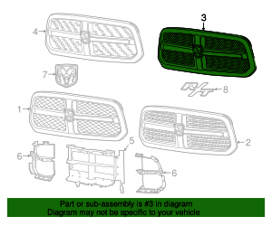 2013-2020 Ram Grille 68148231AC | TascaParts.com