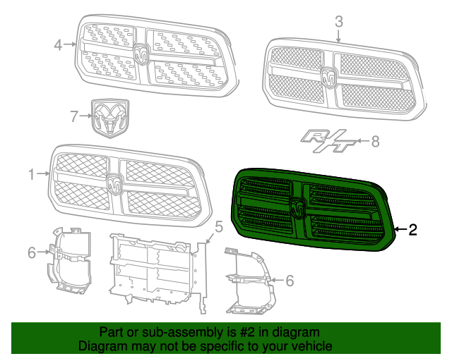 2013-2020 Ram Grille 68197705AA | TascaParts.com