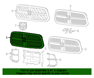 2013-2020 Ram Grille 68093446AC | TascaParts.com