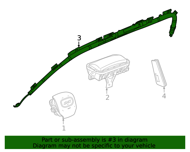 2019-2021 GM Passenger Side Front Row Roof Rail Airbag 84732649 ...