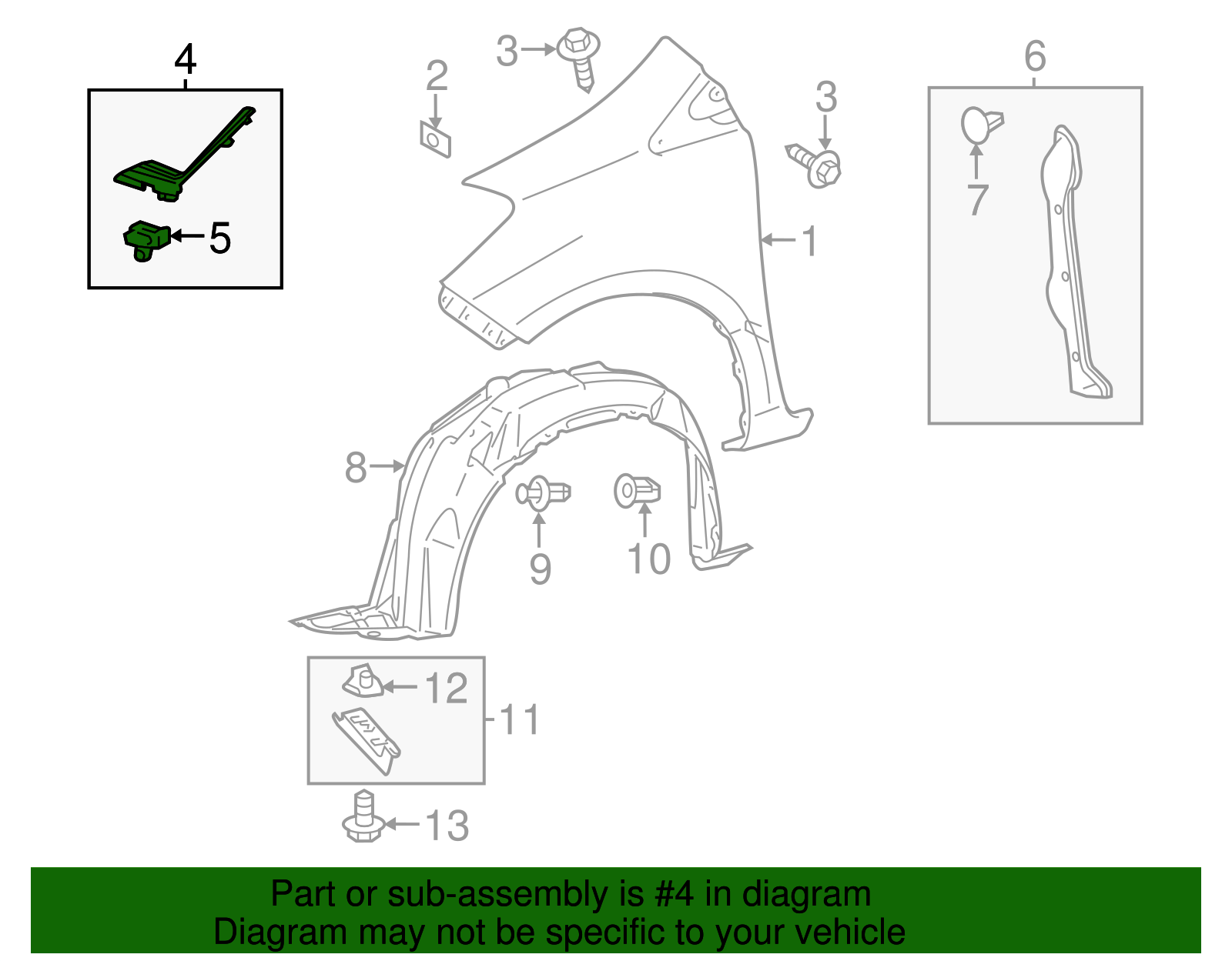 2012-2014 Toyota Yaris Fender Seal (Right, Front) 53866-52090 | OEM ...