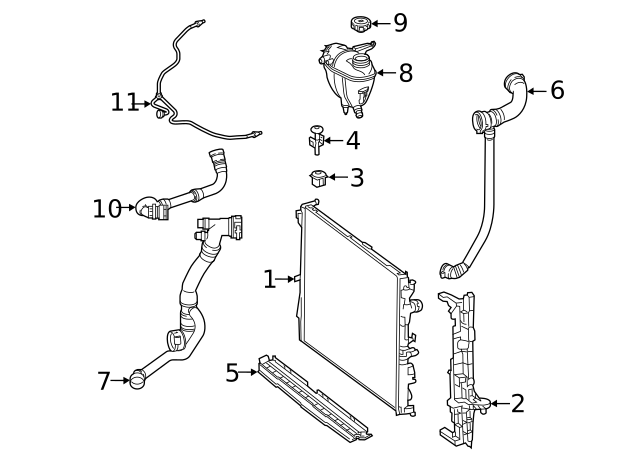 222-505-04-00 - Auxiliary Radiator Side Bracket 2018-2020 Mercedes-Benz ...