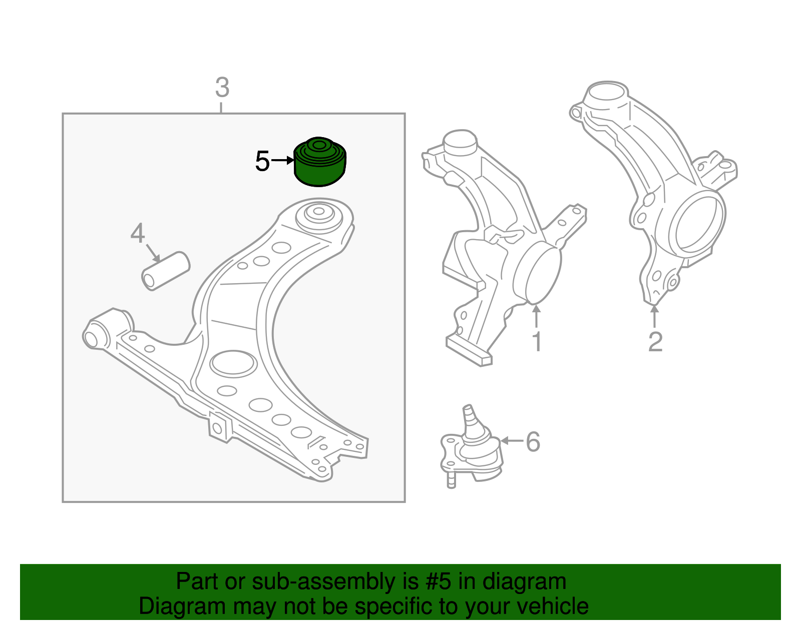 2011-2022 Volkswagen Lower Control Arm Rubber Mount 5C0-407-183-A ...
