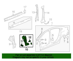 2016-2019 Chevrolet Cruze Driver Side Body Hinge Pillar Outer Panel ...
