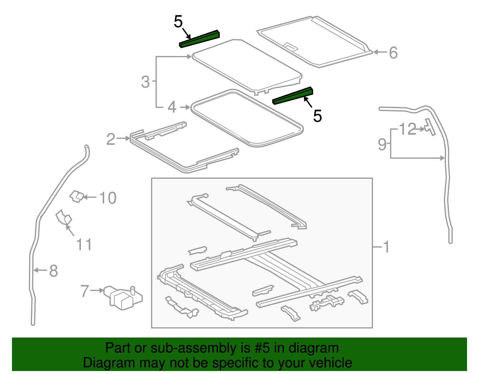 2012-2023 Toyota Genuine Toyota Sunroof/Sliding Roof Side Trim/Bellow ...