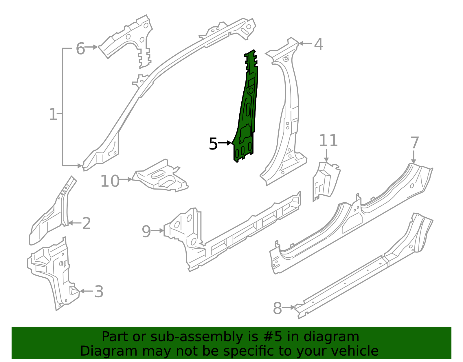 FT4Z-5824383-A - Inner Center Pillar 2015-2024 Ford Edge | Big 3 Auto Parts