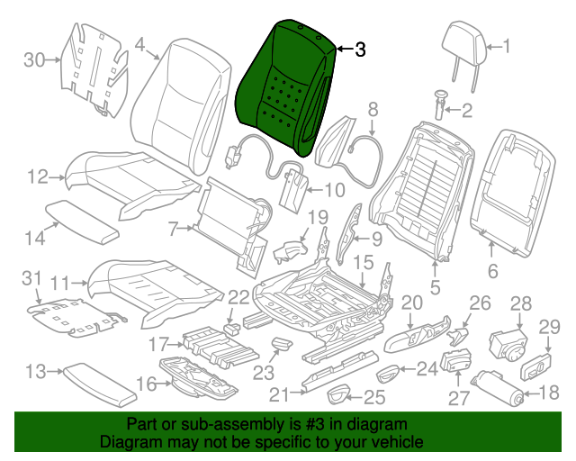 52-10-7-243-543 - Foam pad sport backrest left 2012-2021 BMW ...