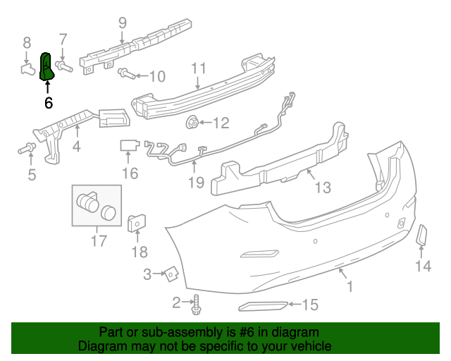 Genuine OEM Rear Bumper Lower Fascia Bracket Part# 23422559 Fits 2016 ...