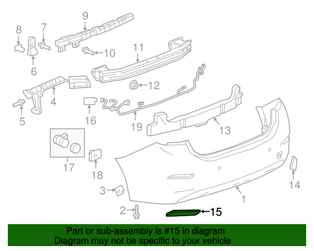 2016-2019 Chevrolet Cruze Passenger Side Rear Bumper Reflector 84037297 ...