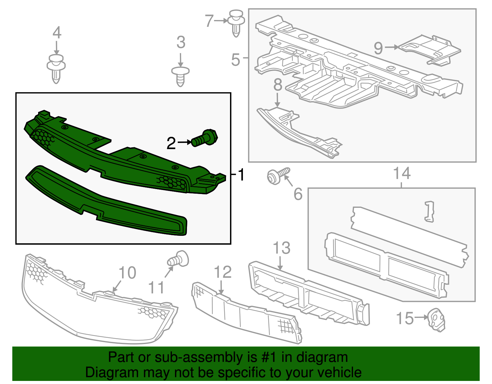 2011-2014 Chevrolet Cruze Front Upper Grille 96981100 GM ...