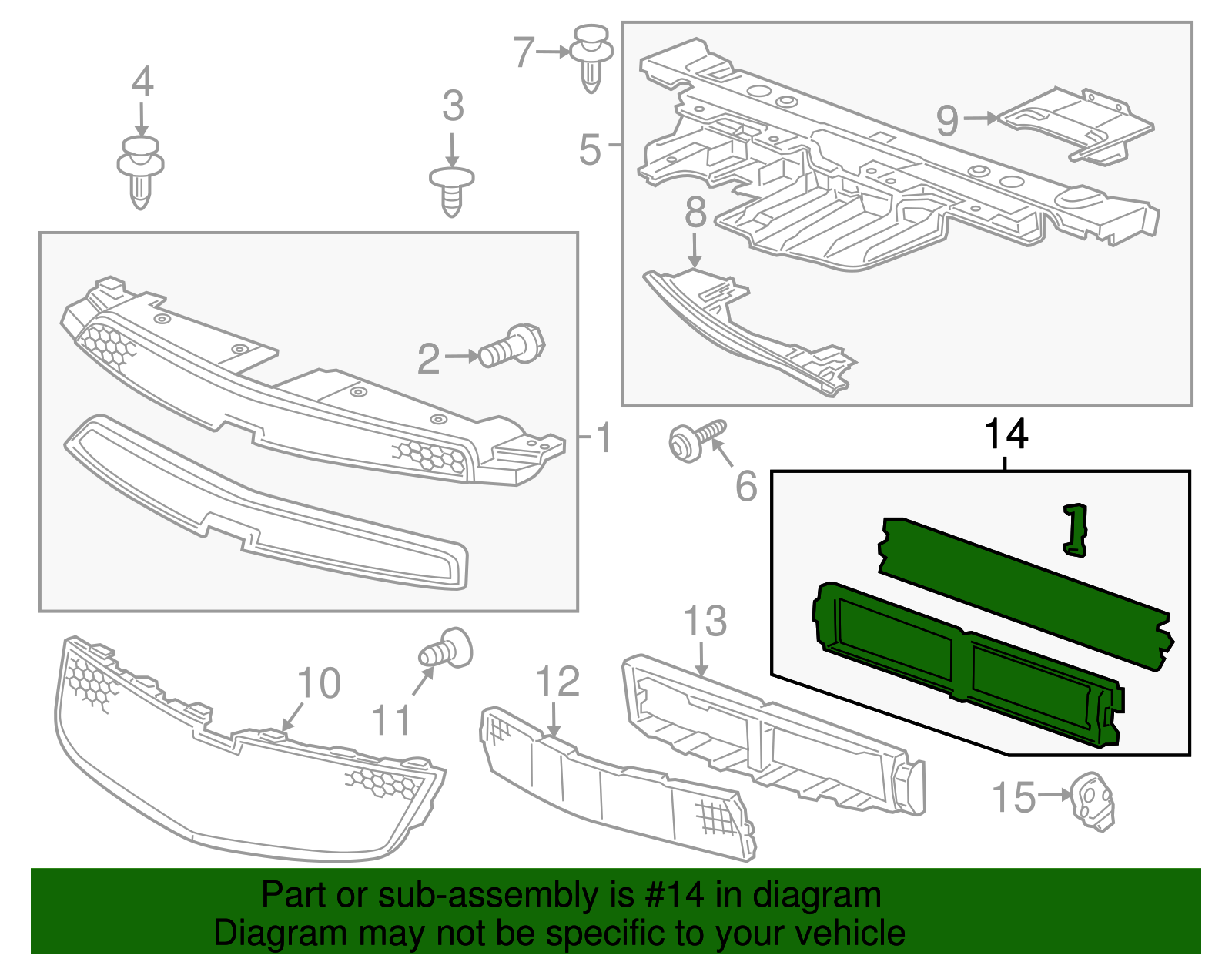 2011-2014 Chevrolet Cruze Front Bumper Shutter 95439803 GM ...