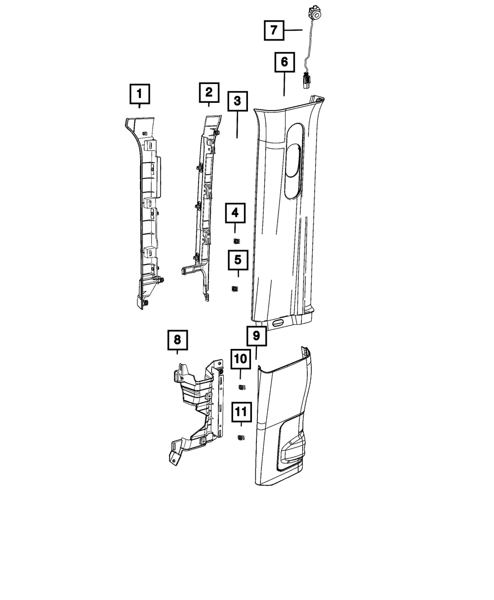 2024-2025 Jeep Wrangler B Pillar Upper Trim Panel, Right 7ET18TX7AB ...
