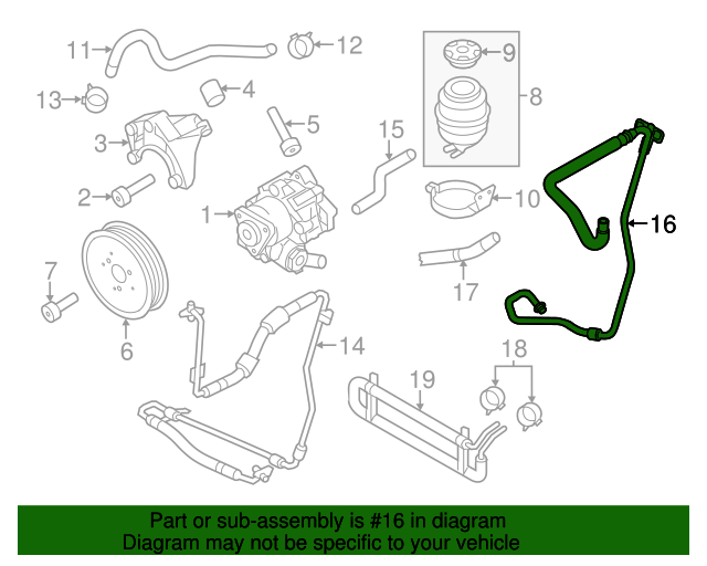 2008-2012 Audi Power Steering Return Hose 8R1-422-891-K ...