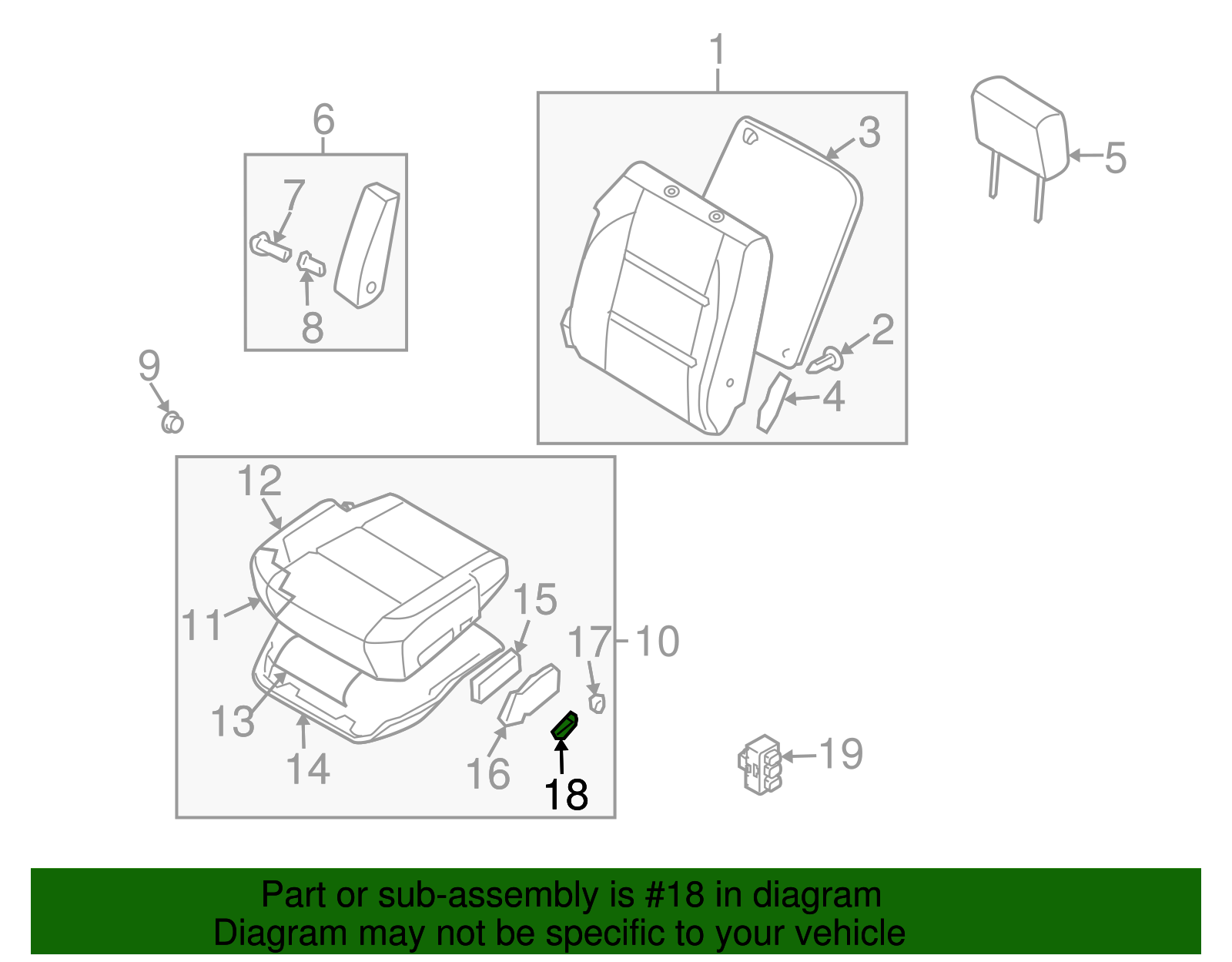 87012-ZQ00A - Seat Switch Knob - 2008-2015 Nissan | Nissan OEM Parts Direct