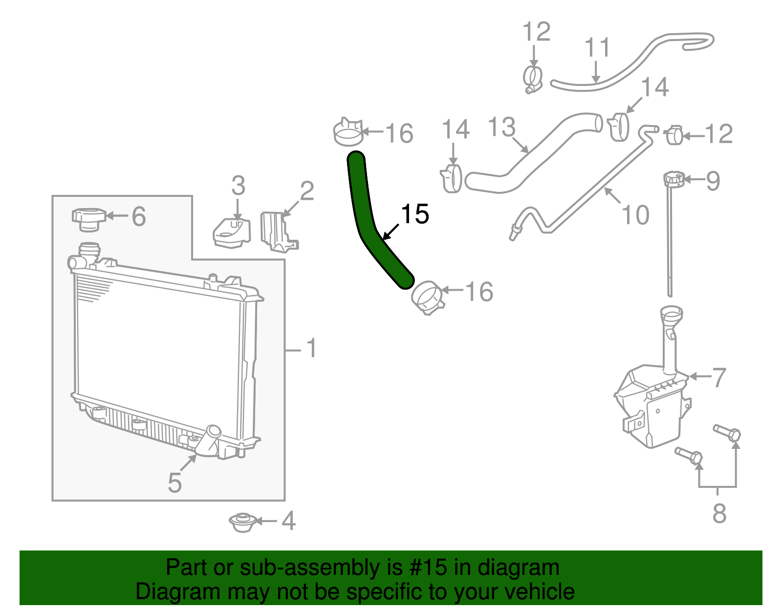 92261483 - Radiator Outlet Hose 2009-2017 GM | Big 3 Auto Parts