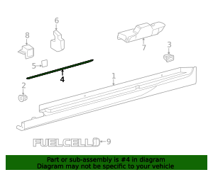 2021-2023 Toyota Mirai Rocker Molding Pad 75861-62040 | Toyota Parts Center