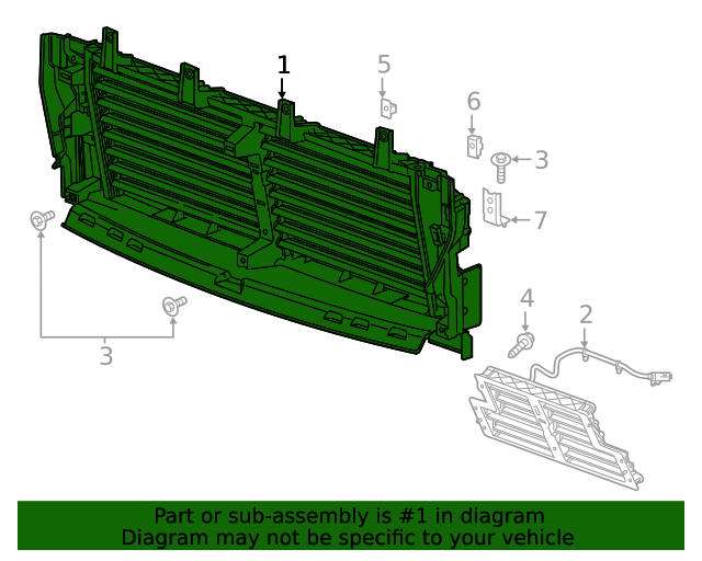 2019-2022 GMC Sierra 1500 Front Bumper Shutter 84641101 | TascaParts.com