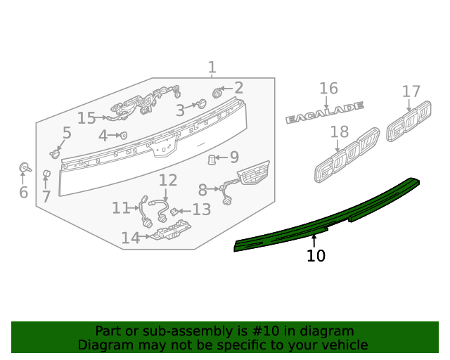 2021-2022 Cadillac Black Rear Closure Center Applique 84784116 ...