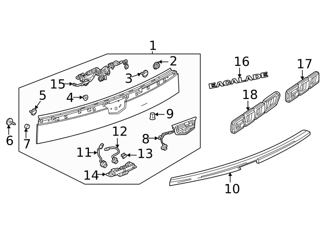 2021-2022 Cadillac Galvano Silver Rear Closure Outside Handle ...