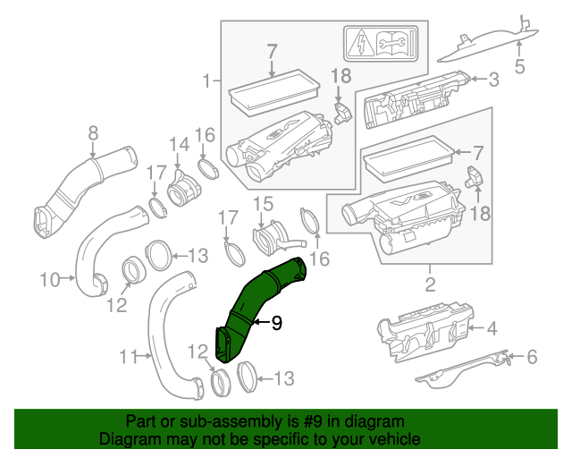 278-090-25-82 - Engine Air Intake Hose 2012-2019 Mercedes-Benz ...