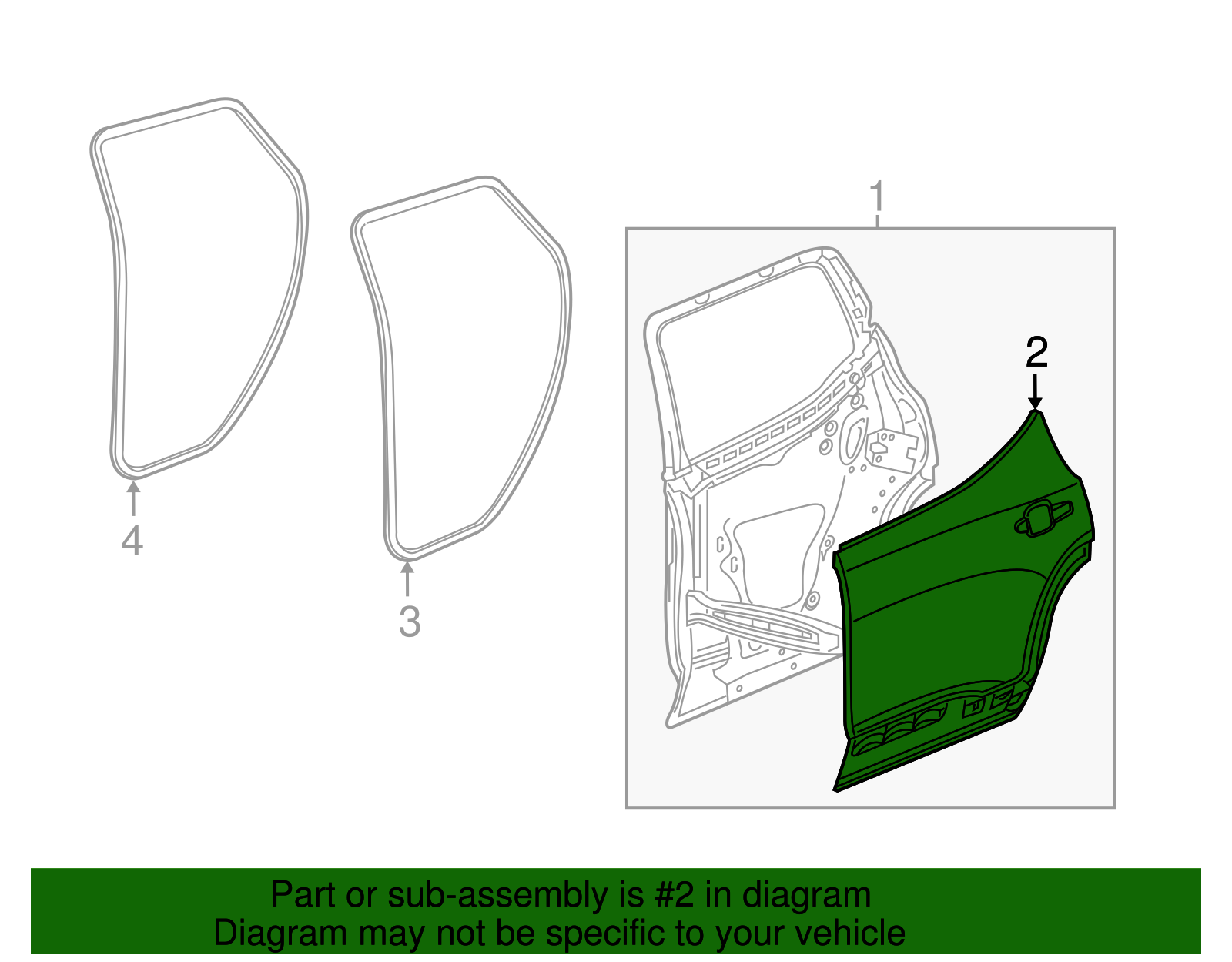 2018-2024 Chevrolet Rear Passenger Side Door Outer Panel 84433445 GM ...