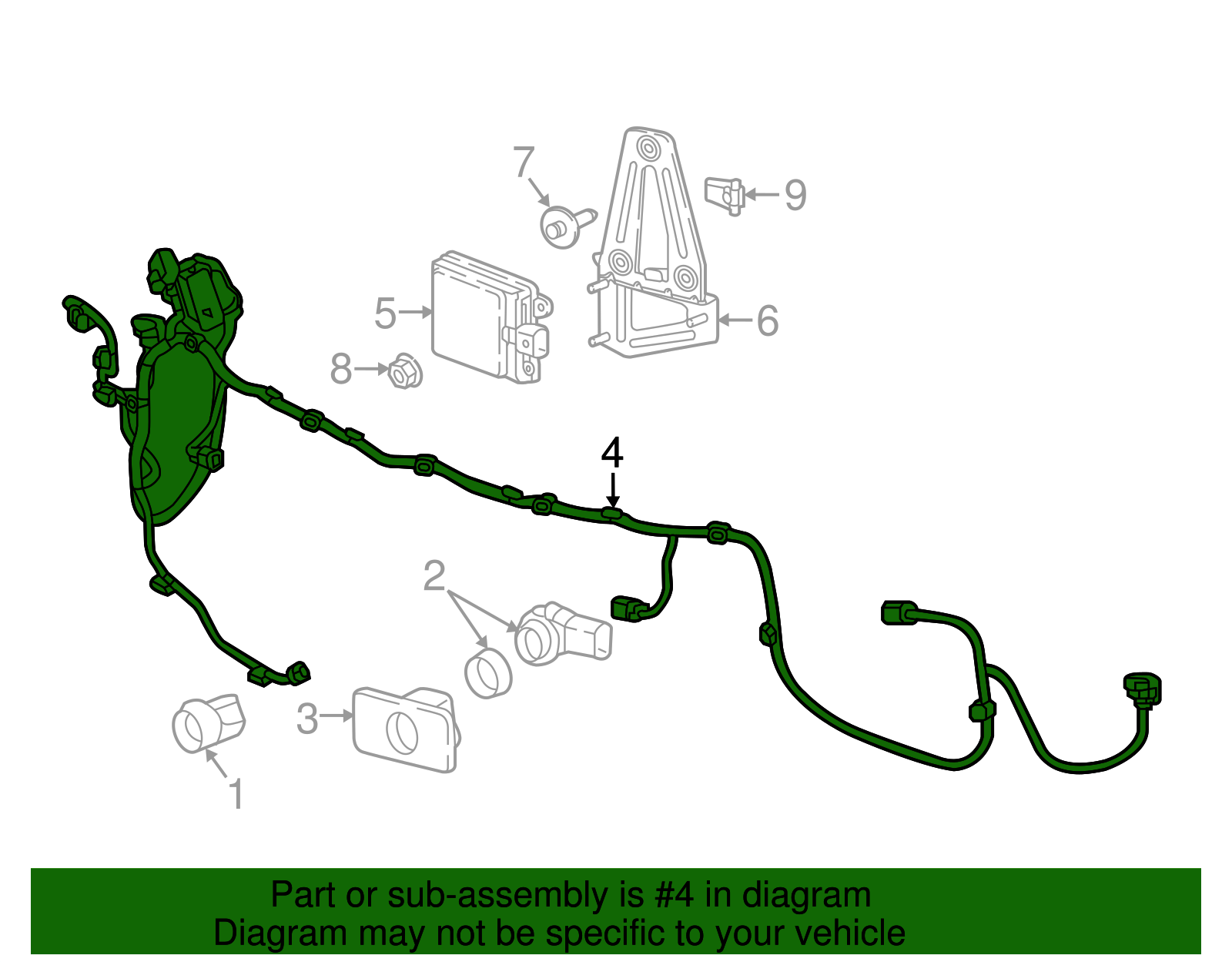 2017-2019 GMC Acadia Front Object Alarm Sensor Wiring Harness 84592767 ...