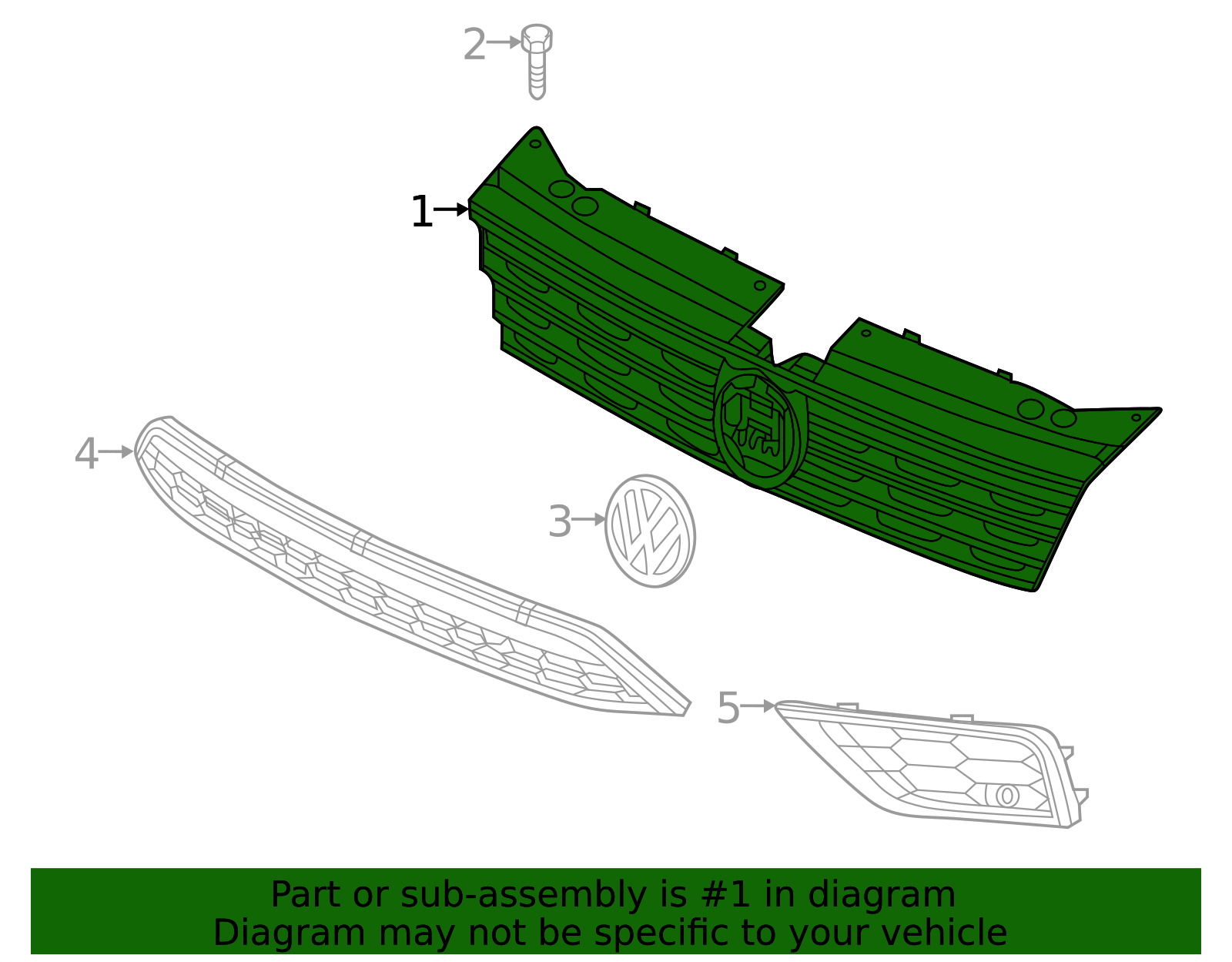 2018-2019 Volkswagen Tiguan Center Grille 5NA-853-651-G-ZLL | Wolfsburg ...