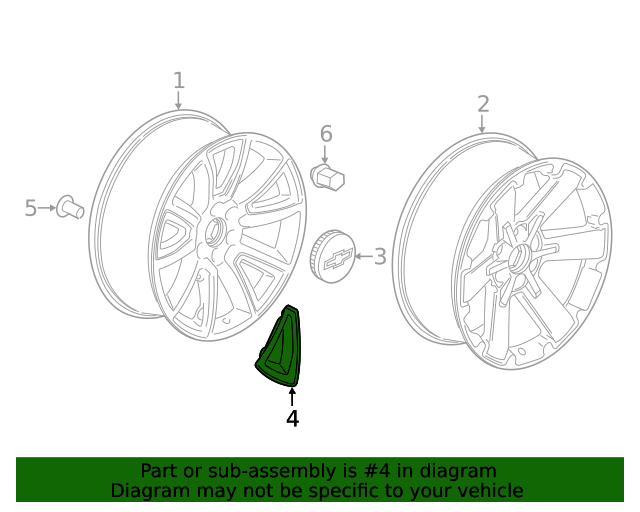 2015-2020 GM Service Component, Chrome Wheel Insert 20982804 GM ...