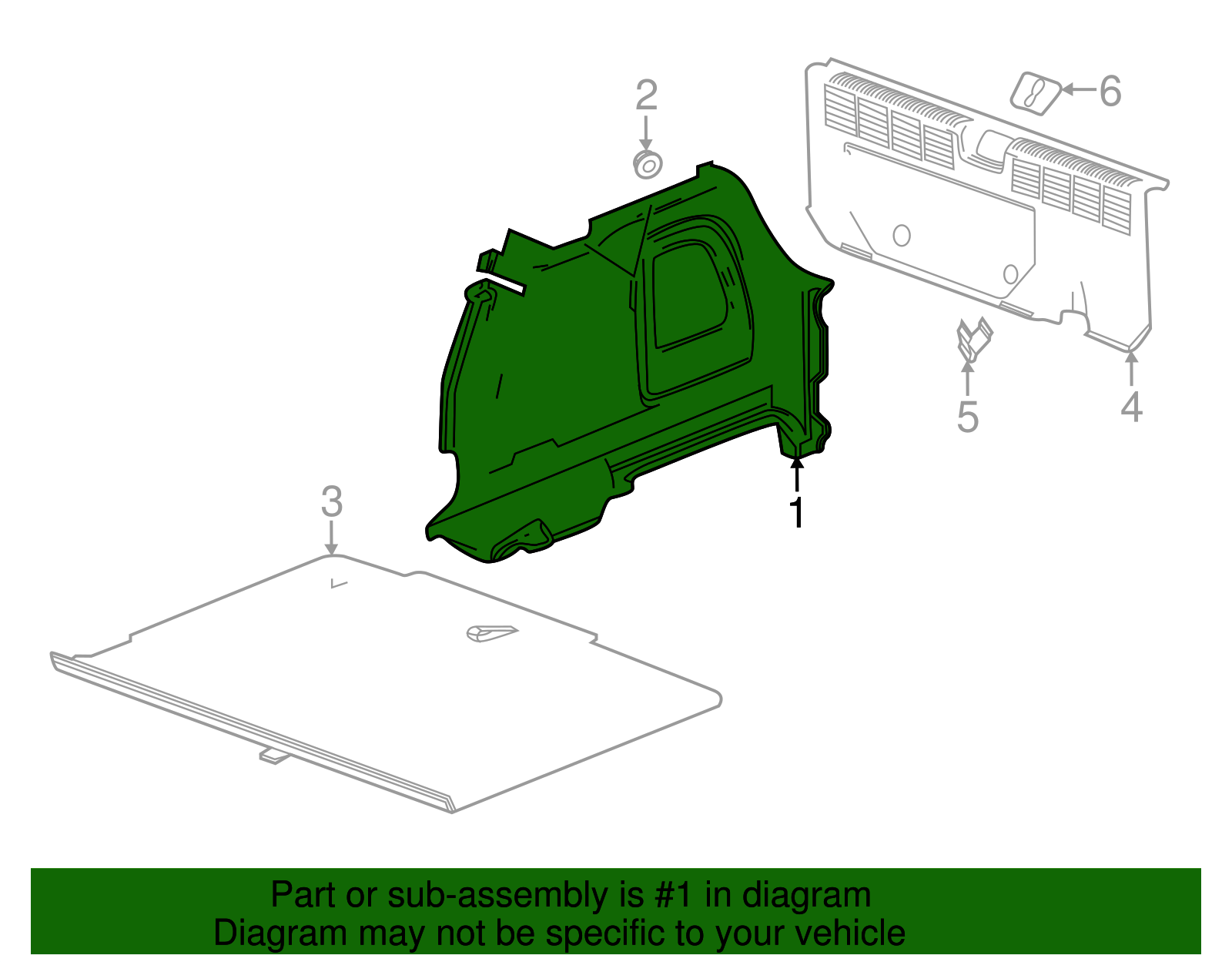 39042001 - Generic Black Passenger Side Rear Compartment Side Trim ...