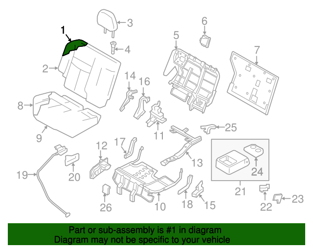 88611-9UF0A - Seat Back Pad 2021-2024 Nissan Murano | Nissan Parts ...