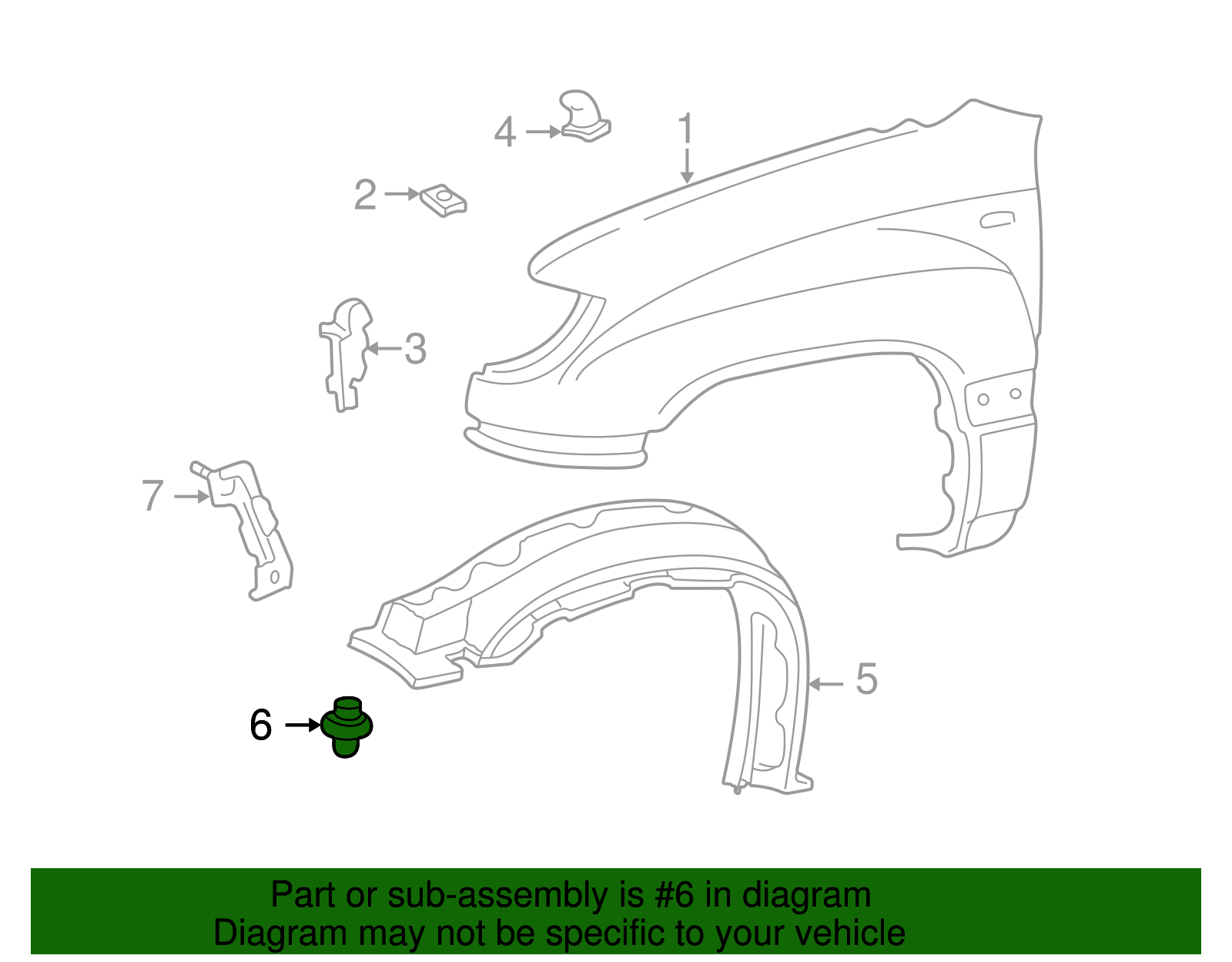 1998-2007 Toyota Fender Liner Retainer 53879-60010 | Toyota Parts Center